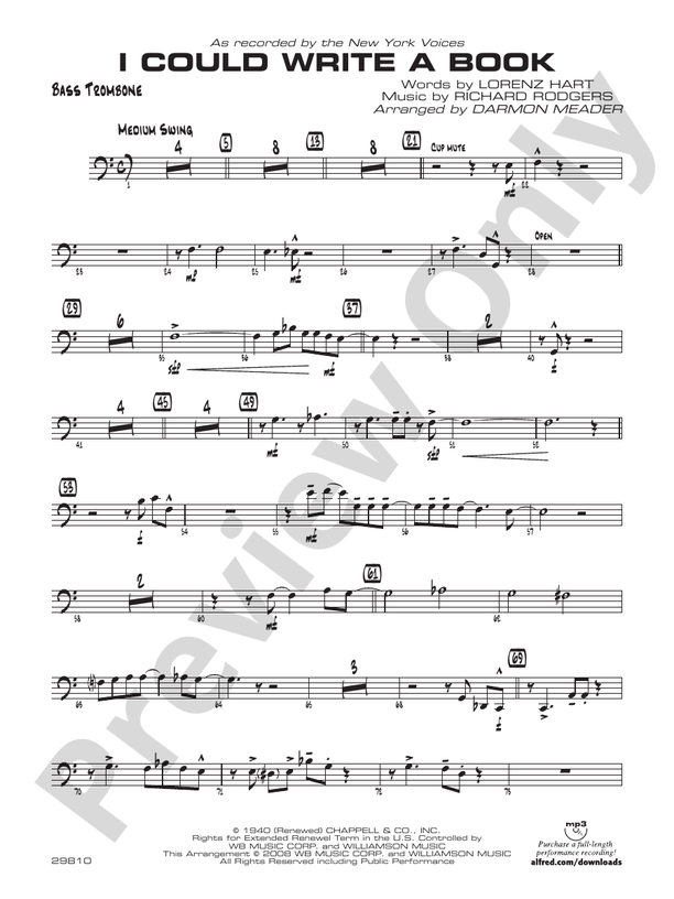 I Could Write a Book: 4th Trombone: 4th Trombone Part - Digital Sheet ...