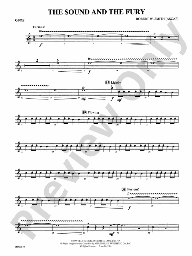 The Sound and the Fury: Oboe: Oboe Part - Digital Sheet Music Download
