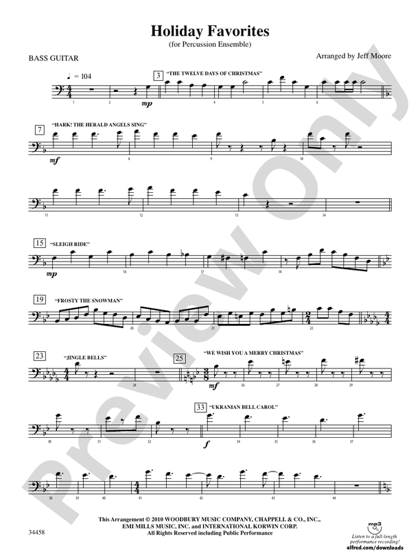 Holiday Favorites: Electric Bass: Electric Bass Part - Digital Sheet ...
