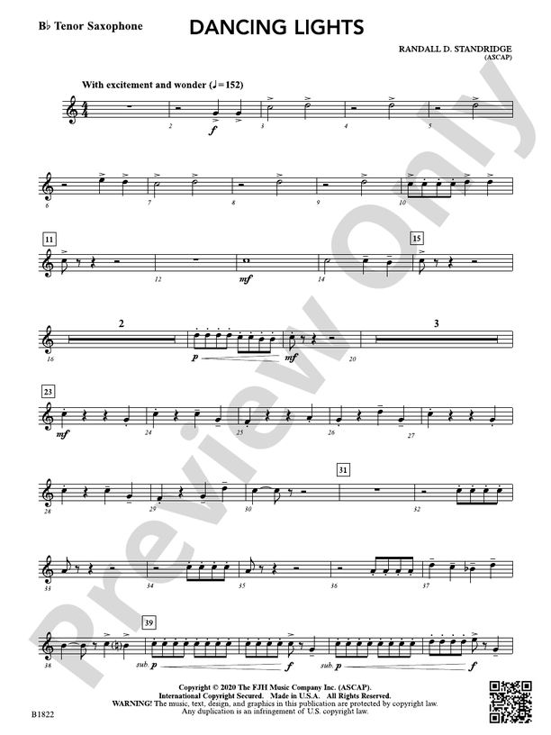 Dancing Lights: B-flat Tenor Saxophone: B-flat Tenor Saxophone Part ...
