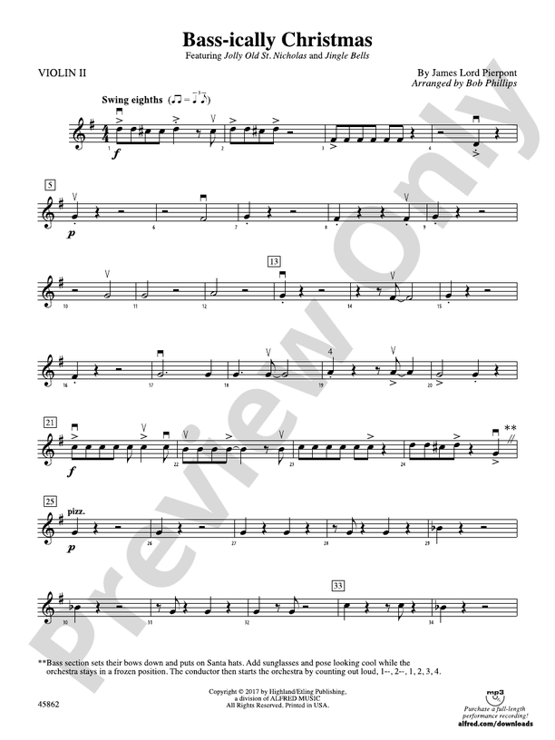 Bass-ically Christmas: 2nd Violin: 2nd Violin Part - Digital Sheet Music Download