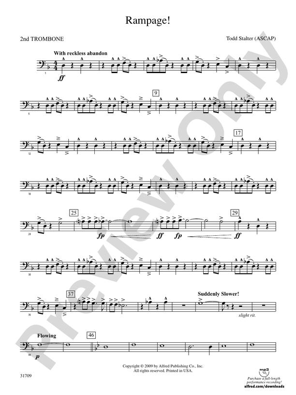 Rampage!: 2nd Trombone: 2nd Trombone Part - Digital Sheet Music Download