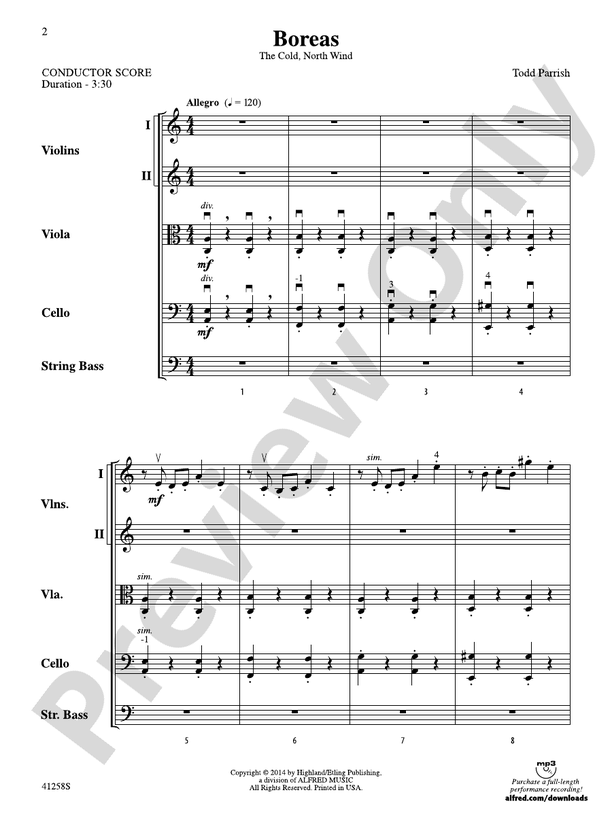 Boreas: Score: String Orchestra Score - Digital Sheet Music Download