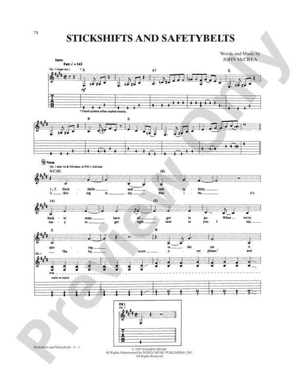 Stickshifts and Safetybelts: Guitar: Cake - Digital Sheet Music Download