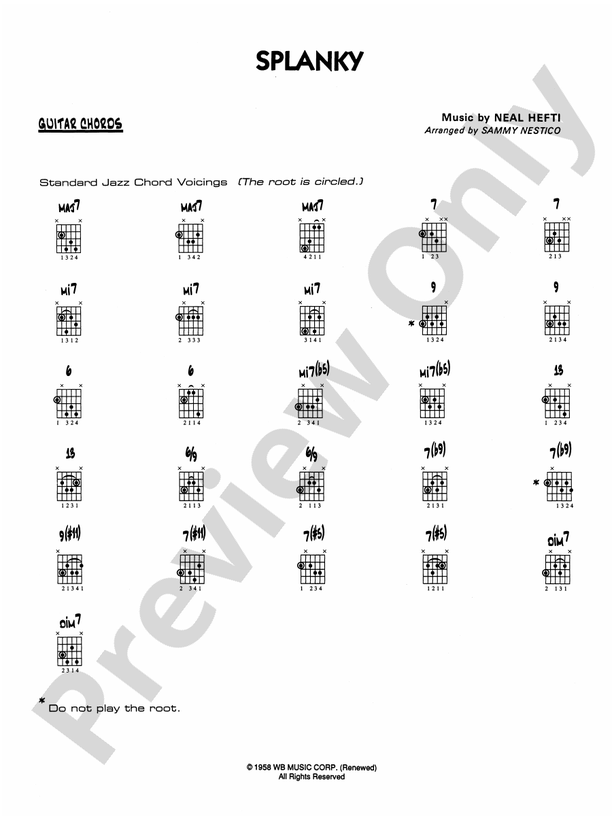Splanky: Guitar Chords: Guitar Chords Part - Digital Sheet Music Download