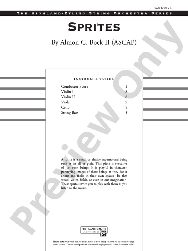 Sprites: Score: String Orchestra Score - Digital Sheet Music Download