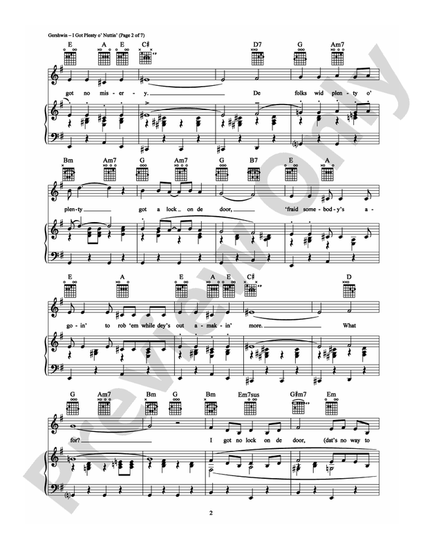 I Got Plenty o' Nuttin': Piano/Vocal/Chords: George Gershwin - Digital ...