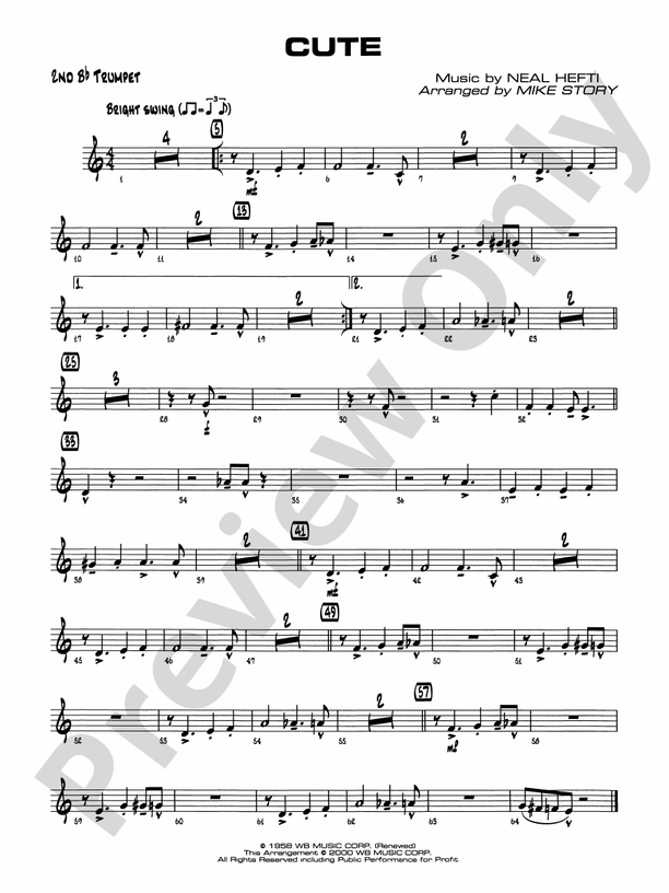 Cute: 2nd B-flat Trumpet: 2nd B-flat Trumpet Part - Digital Sheet Music ...
