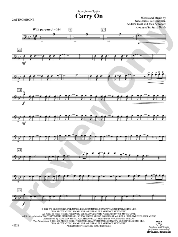 Carry On: 2nd Trombone: 2nd Trombone Part - Digital Sheet Music Download