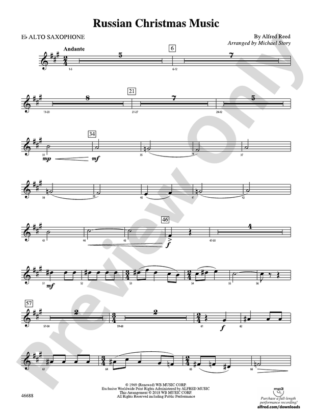 Russian Christmas Music: E-flat Alto Saxophone: E-flat Alto Saxophone Part - Digital Sheet Music ...