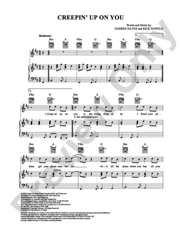 Creepin' Up on You: Piano/Vocal/Chords: Darren Hayes - Digital Sheet ...