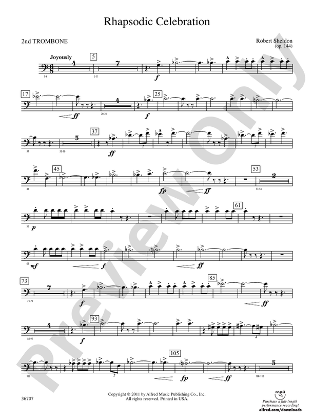 Rhapsodic Celebration: 2nd Trombone: 2nd Trombone Part - Digital Sheet Music Download