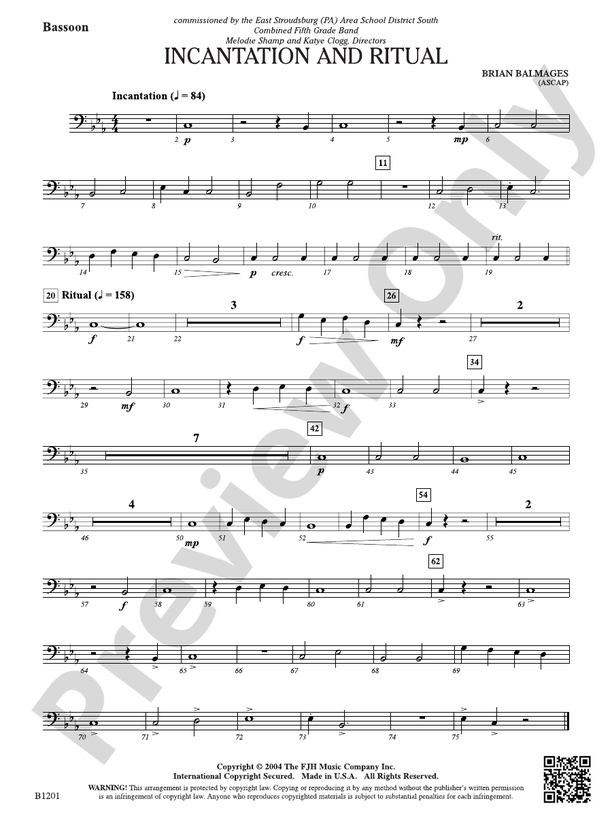 Incantation and Ritual: Bassoon: Bassoon Part: Brian Balmages - Digital ...