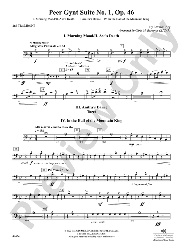 Peer Gynt Suite No.1, Op. 46: 2nd Trombone: 2nd Trombone Part - Digital ...