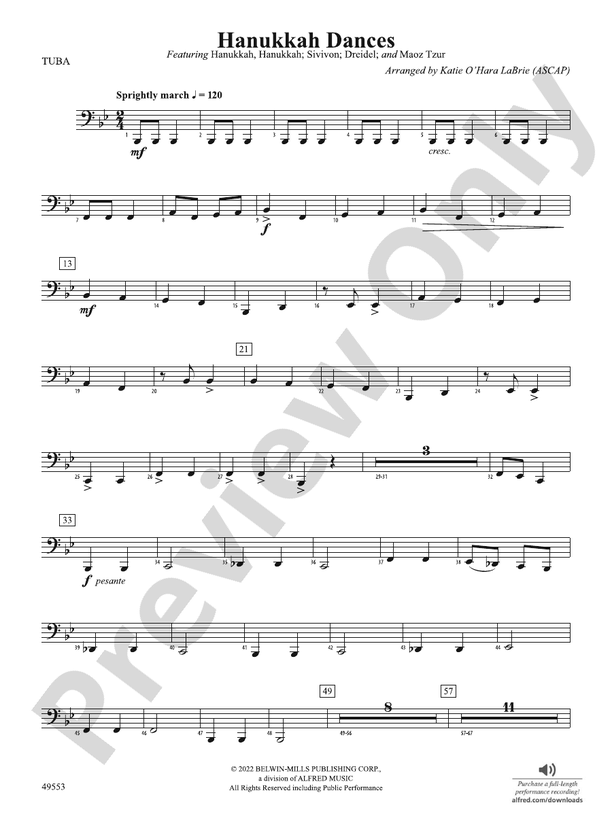 Hanukkah Dances: Tuba: Tuba Part - Digital Sheet Music Download
