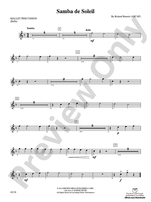 Samba De Soleil Mallets Mallets Part Digital Sheet Music Download