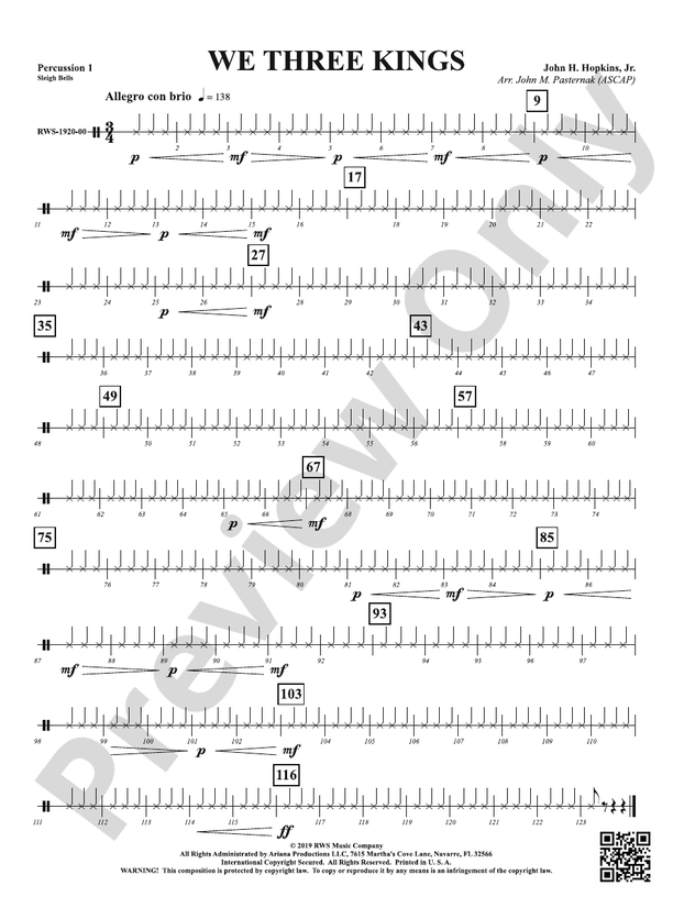 We Three Kings: 1st Percussion: 1st Percussion Part - Digital Sheet ...