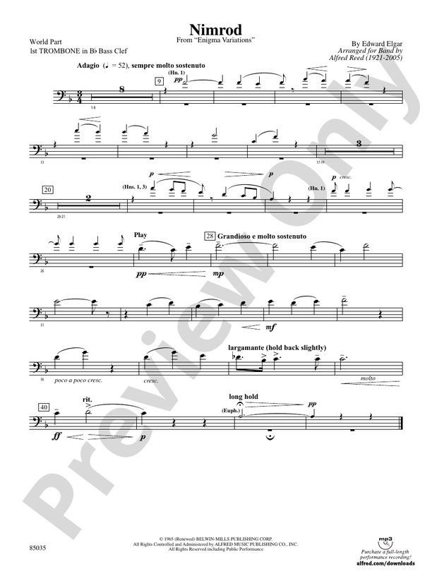 Nimrod (from Elgar's Variations): (wp) 1st B-flat Trombone B.C.: (wp ...