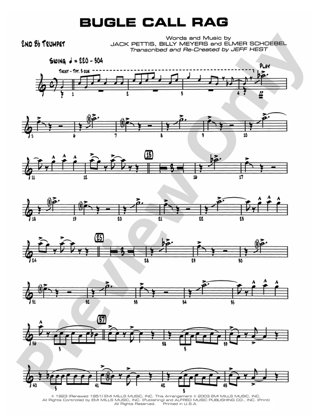 Bugle Call Rag: 2nd B-flat Trumpet: 2nd B-flat Trumpet Part - Digital ...