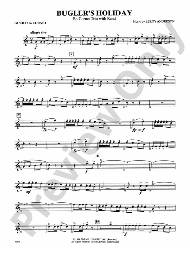 Bugler's Holiday (with Cornet Trio): 1st B-flat Cornet: 1st B-flat Cornet Part - Digital Sheet ...