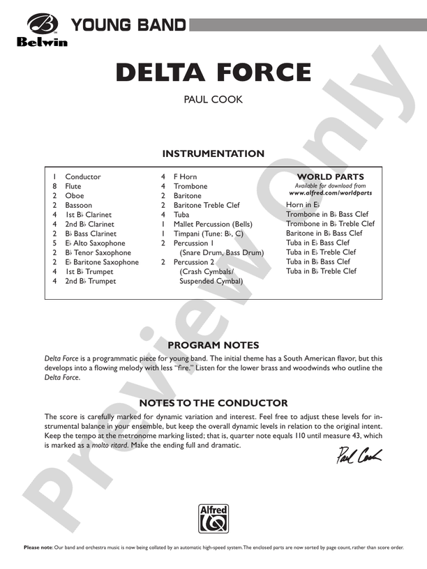 Delta Force: Score: Concert Band Score - Digital Sheet Music Download