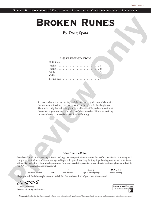 Broken Runes: String Orchestra Conductor Score & Parts: Doug Spata ...