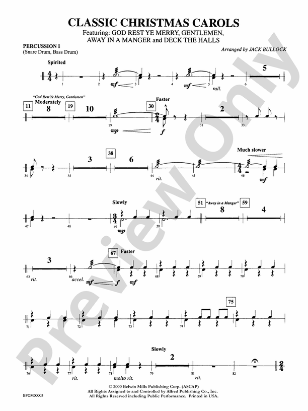 Classic Christmas Carols: 1st Percussion: 1st Percussion Part - Digital ...