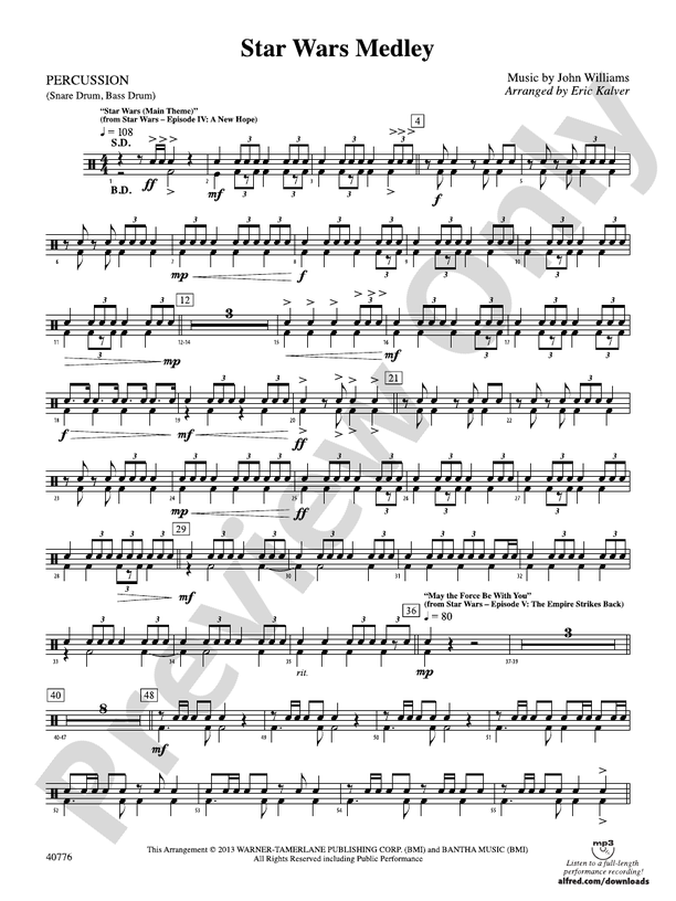 Star Wars Medley: 1st Percussion: 1st Percussion Part - Digital Sheet ...