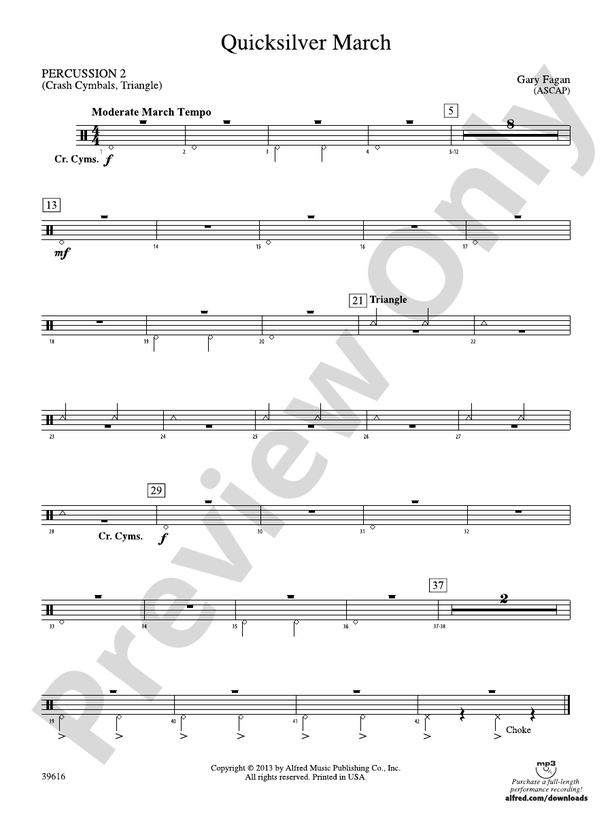 Quicksilver March: 2nd Percussion: 2nd Percussion Part - Digital Sheet Music Download