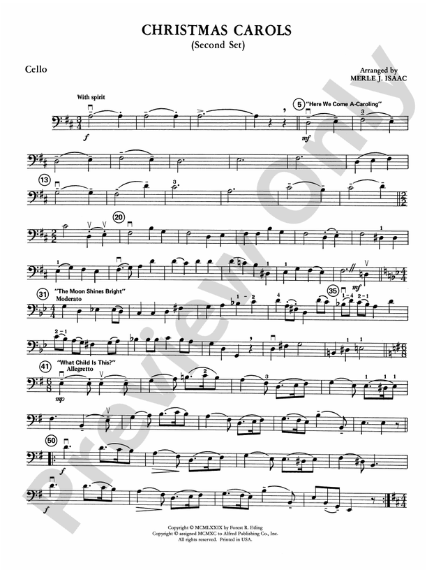 Christmas Carols Set 2: Cello: Cello Part - Digital Sheet Music Download