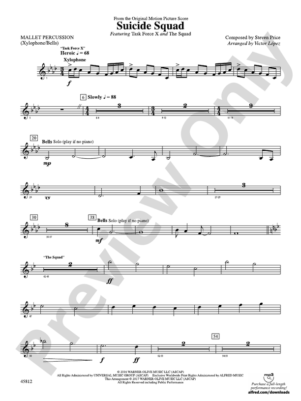 Suicide Squad: Mallets: Mallets Part - Digital Sheet Music Download