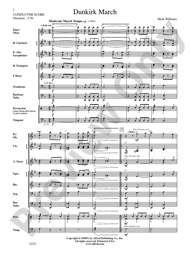 Dunkirk March: Score: Concert Band Score - Digital Sheet Music Download