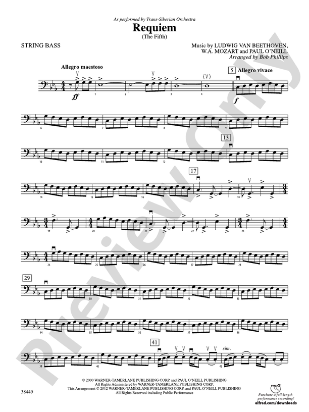 Requiem (The Fifth): String Bass: String Bass Part - Digital Sheet ...