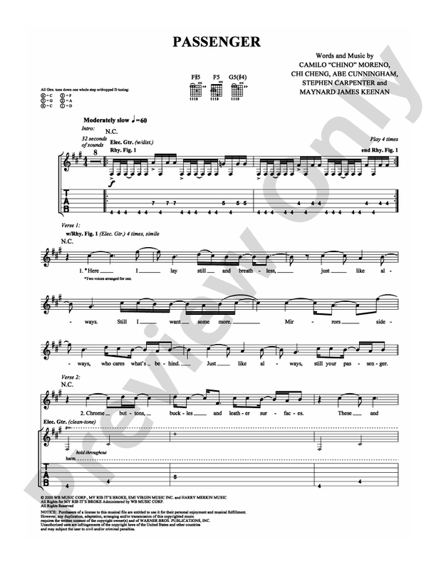Passenger: Guitar TAB: Deftones - Digital Sheet Music Download
