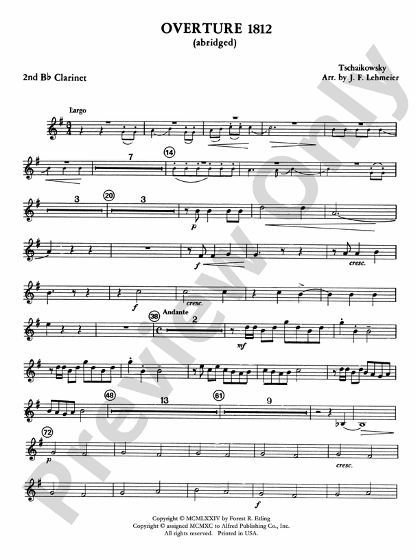 Overture 1812: 2nd B-flat Clarinet: 2nd B-flat Clarinet Part - Digital Sheet Music Download