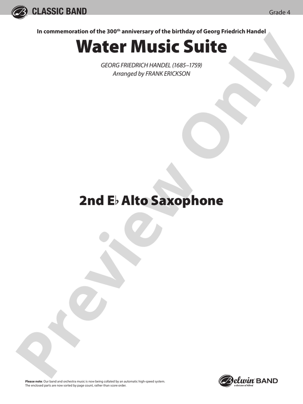 Water Music Suite: 2nd E-flat Alto Saxophone: 2nd E-flat Alto Saxophone ...