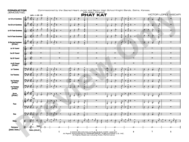 Phat Kat: Jazz Ensemble Conductor Score & Parts: Victor Lopez - Digital ...