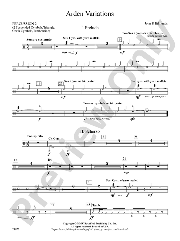 Arden Variations: 2nd Percussion: 2nd Percussion Part - Digital Sheet ...