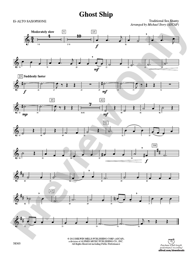 Ghost Ship: E-flat Alto Saxophone: E-flat Alto Saxophone Part - Digital ...