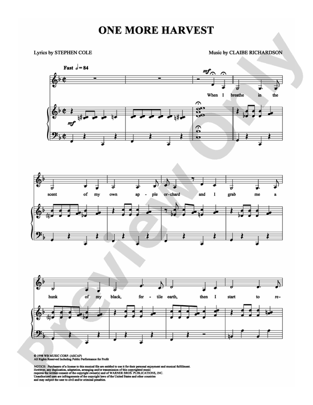 One More Harvest: Piano/Vocal/Chords: Claibe Richardson - Digital Sheet ...