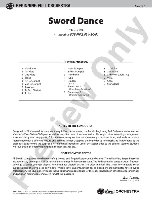 Sword Dance: Score: Full Orchestra Score - Digital Sheet Music Download