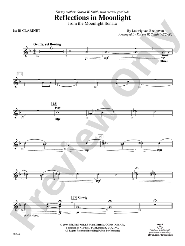 Reflections In Moonlight: 1st B-flat Clarinet: 1st B-flat Clarinet Part ...