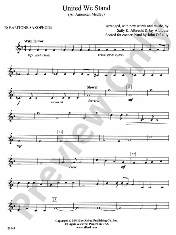 United We Stand (An American Medley): E-flat Baritone Saxophone: E-flat Baritone Saxophone Part ...
