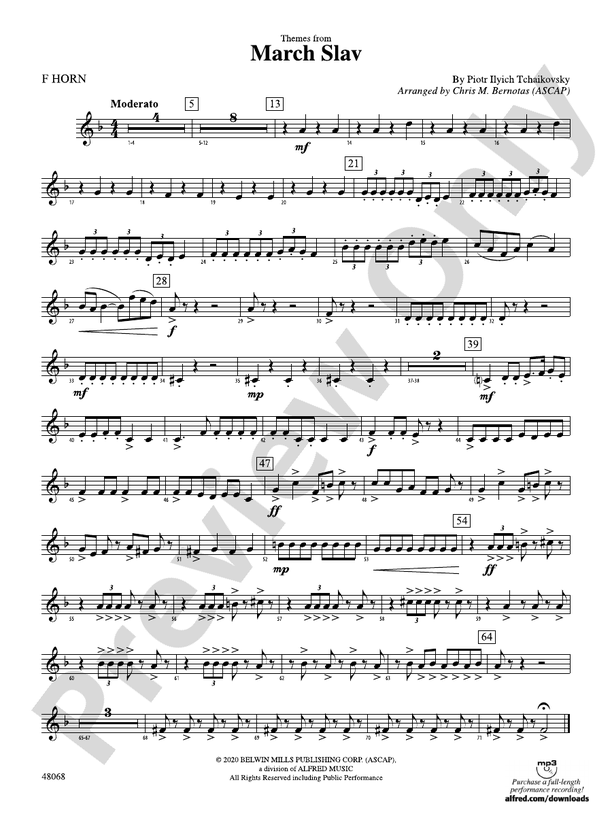 March Slav: 1st F Horn: 1st F Horn Part - Digital Sheet Music Download