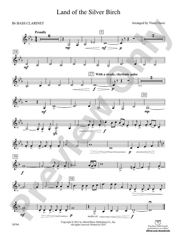 Land of the Silver Birch: B-flat Bass Clarinet: B-flat Bass Clarinet ...