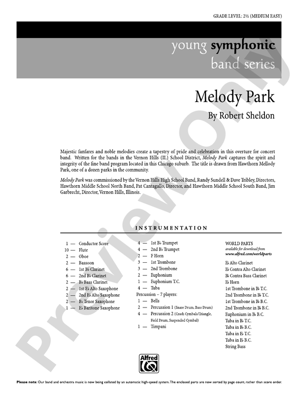 Melody Park: Score: Concert Band Score - Digital Sheet Music Download