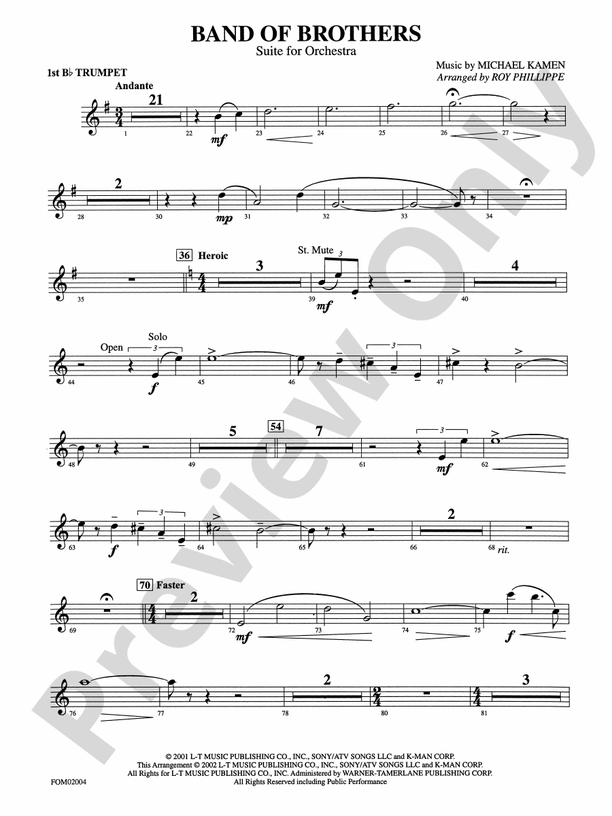 Band of Brothers: 1st B-flat Trumpet: 1st B-flat Trumpet Part - Digital ...