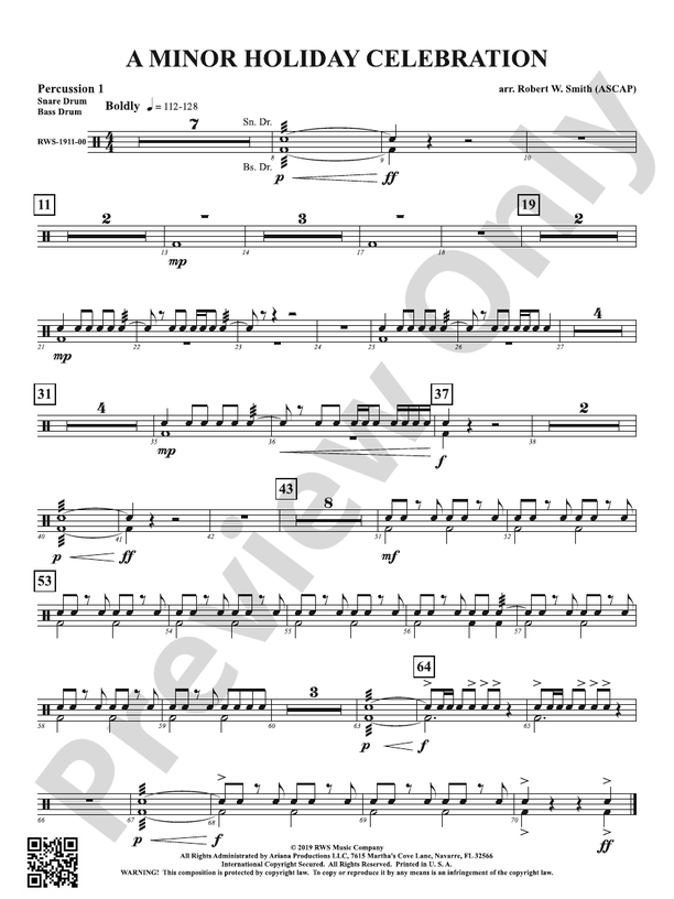 A Minor Holiday Celebration: 1st Percussion: 1st Percussion Part ...