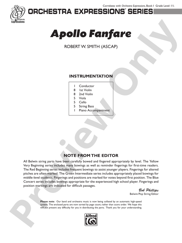 Apollo Fanfare: Score: String Orchestra Score - Digital Sheet Music ...
