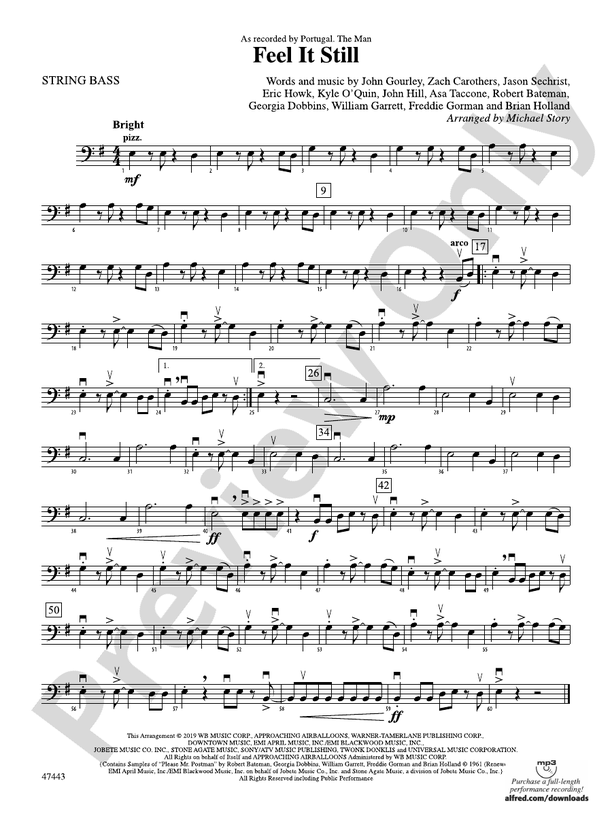 Feel It Still: String Bass: String Bass Part - Digital Sheet Music Download